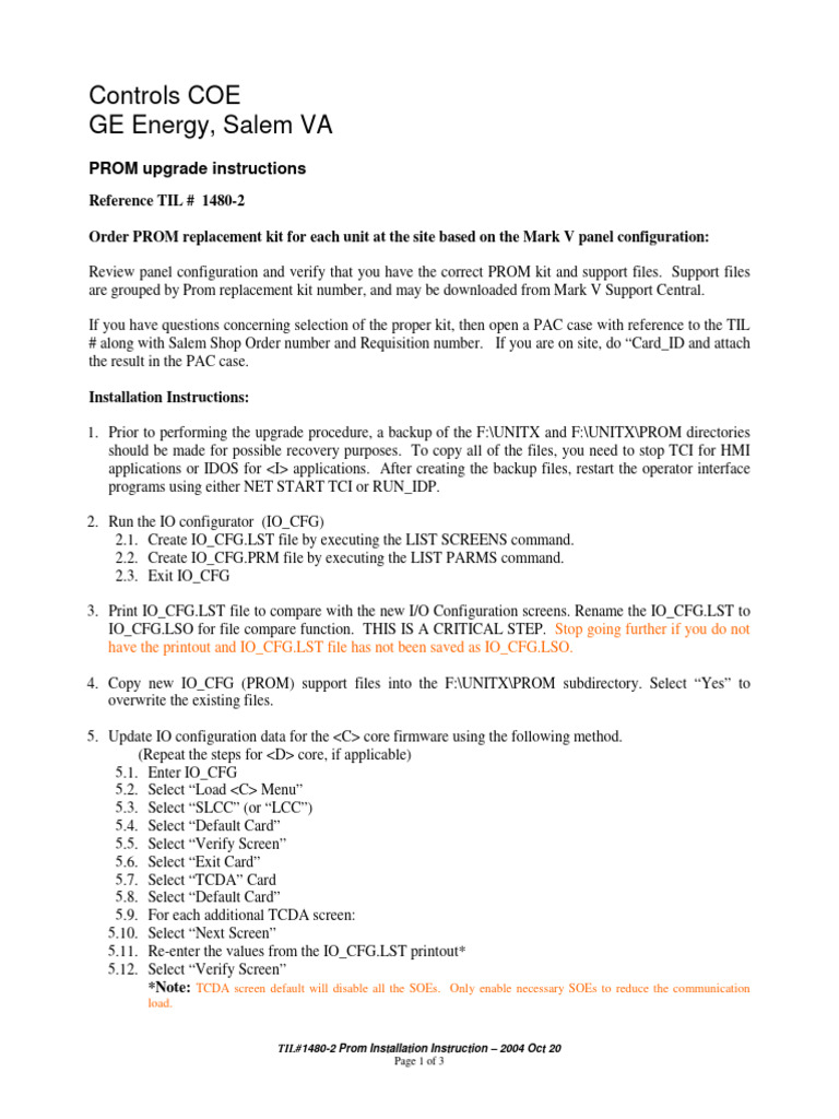 TIL 1480-2 PROM Upgrade Instruction - Rev4 | PDF | Computer File | Directory (Computing)