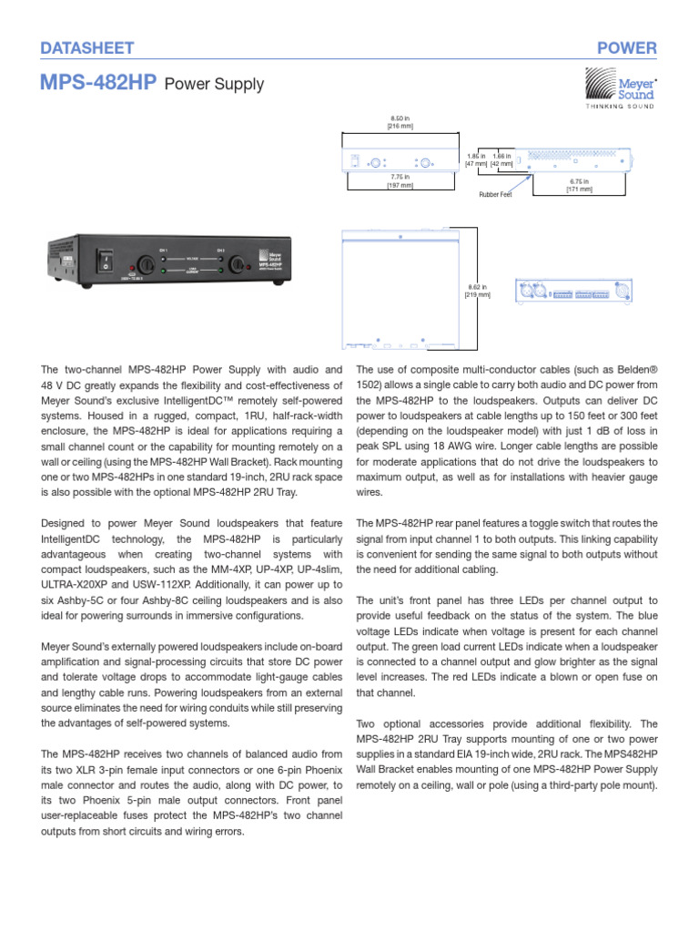 Meyer Sound - MPS-482HP - Unlocked | PDF | Power Supply | Loudspeaker