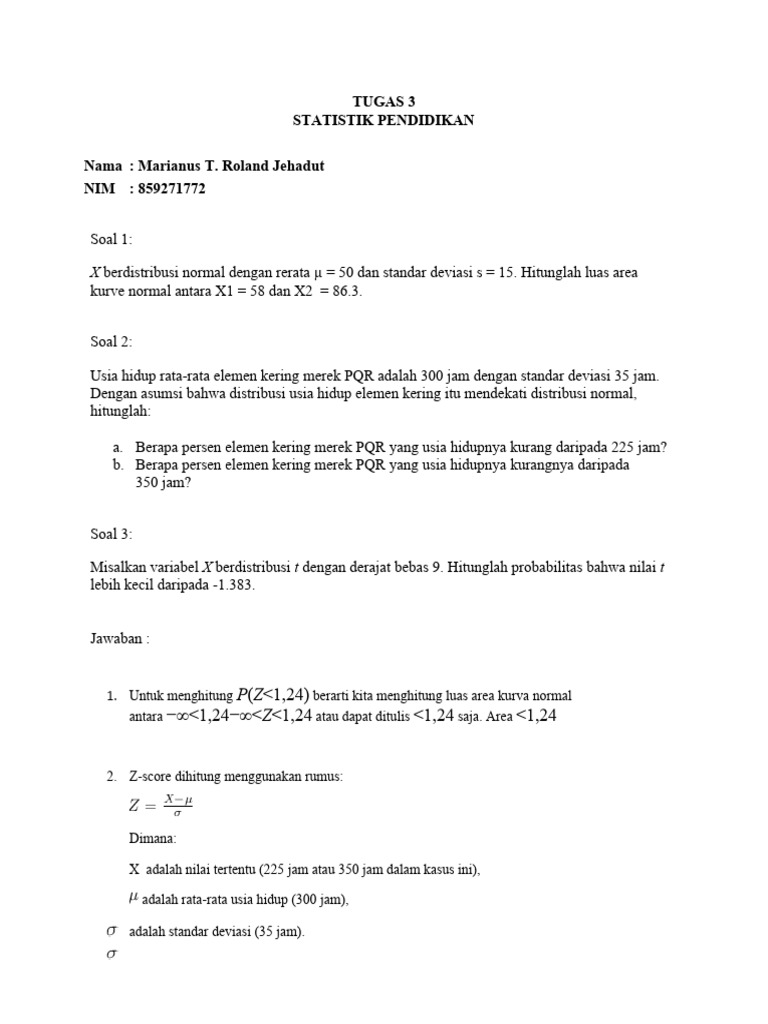 TUGAS 3 Stat. Pendidikan | PDF