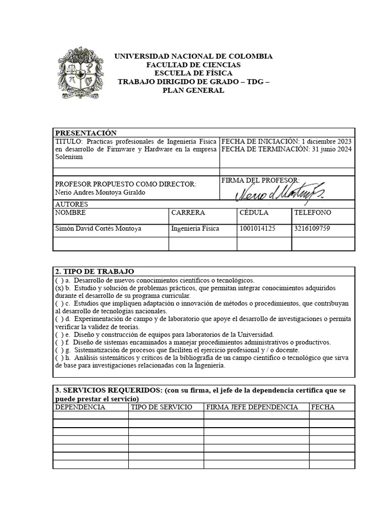 Formato TDG DiligenciarSimonCortes Signed | PDF | Ingeniería | Maestros