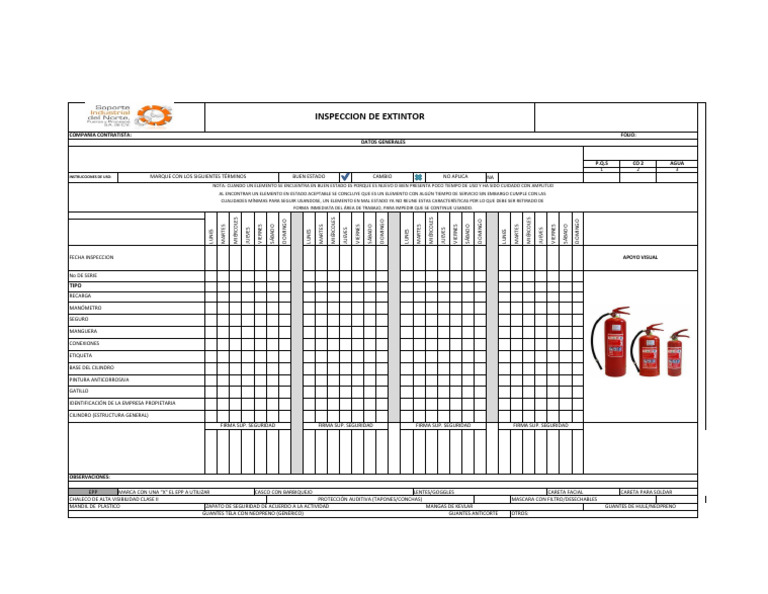CHECK LIST EXTINTORES Sinfp | PDF