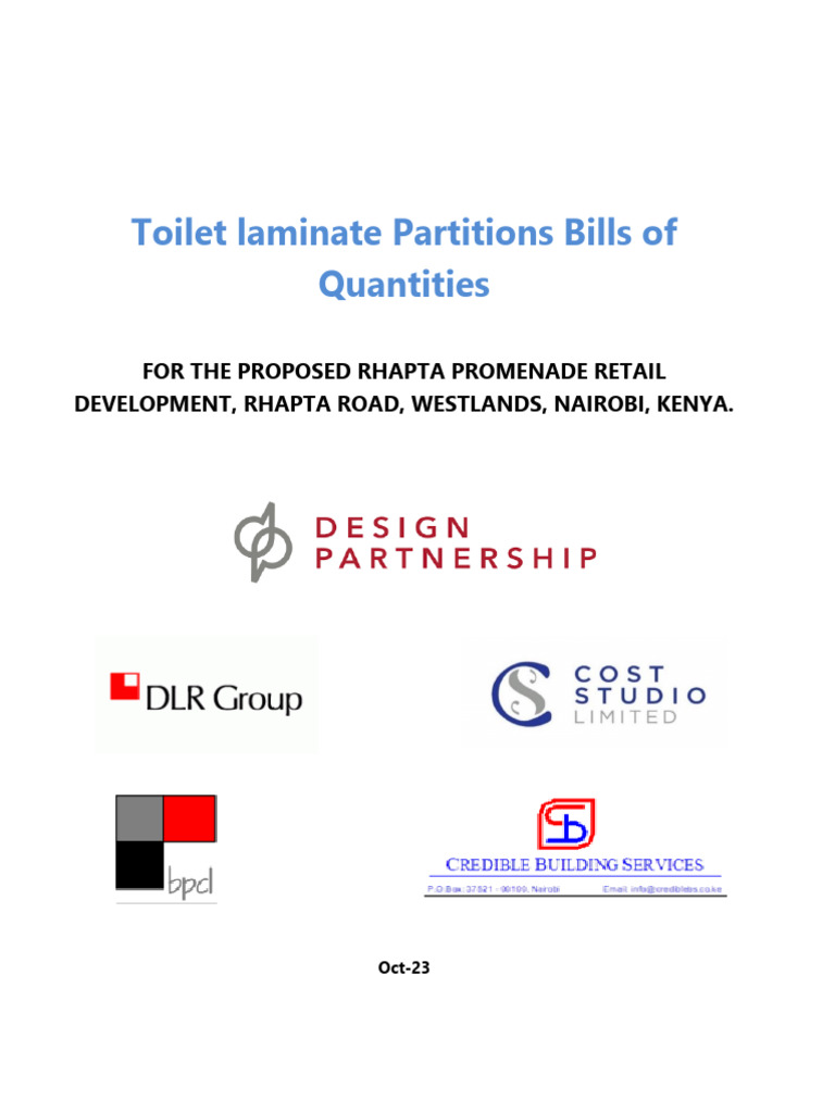 Tender BoQ - Rhapta Promenade - Toilet Laminate Partitions | PDF