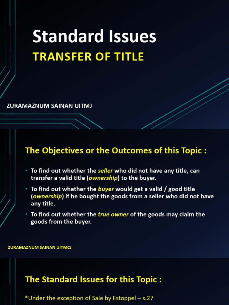 Standard Issues (Transfer of Title) | PDF | Sales | Consent