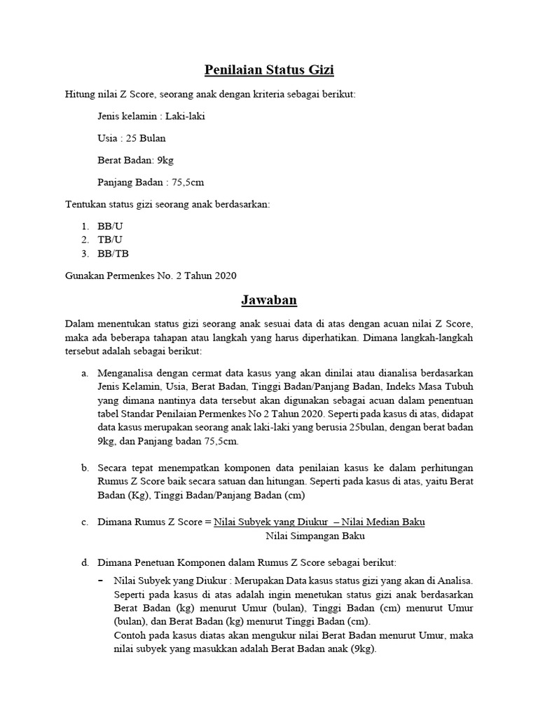 Cara Menghitung Penilaian Status Gizi Pdf