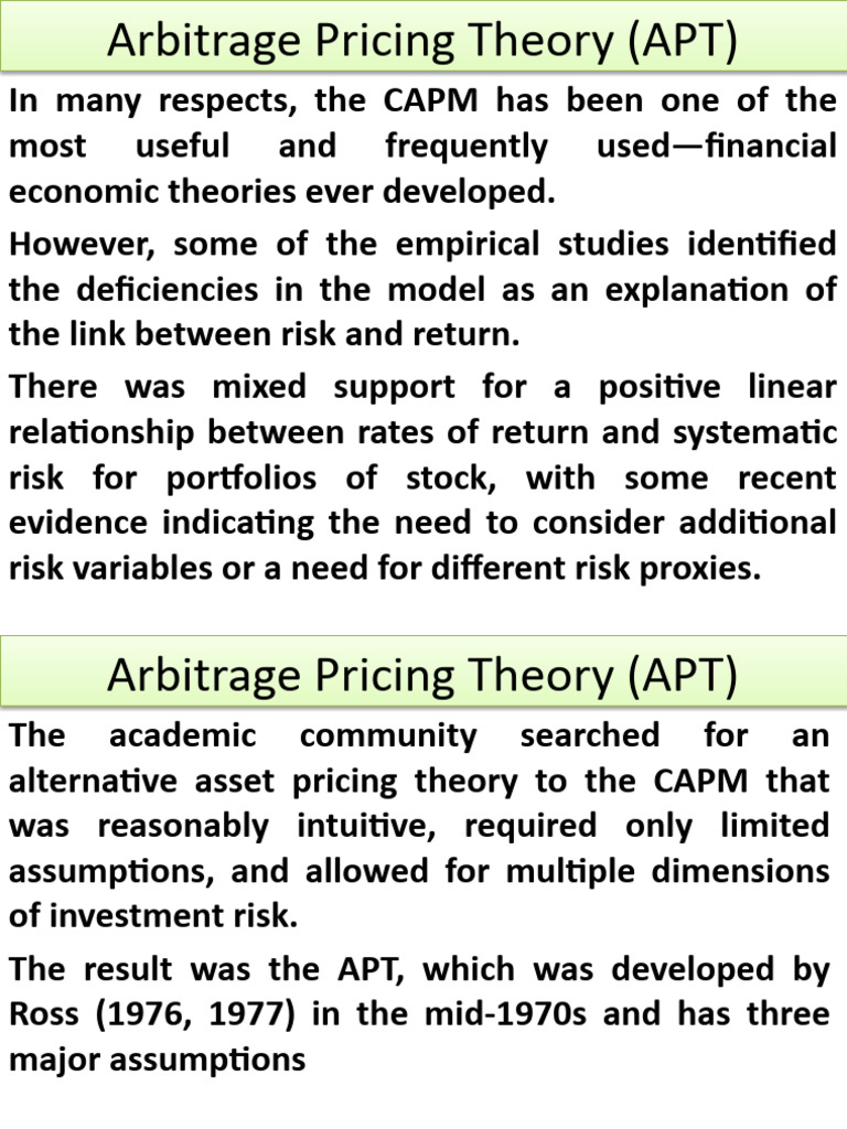 Understanding Arbitrage Pricing Theory | PDF | Capital Asset Pricing ...
