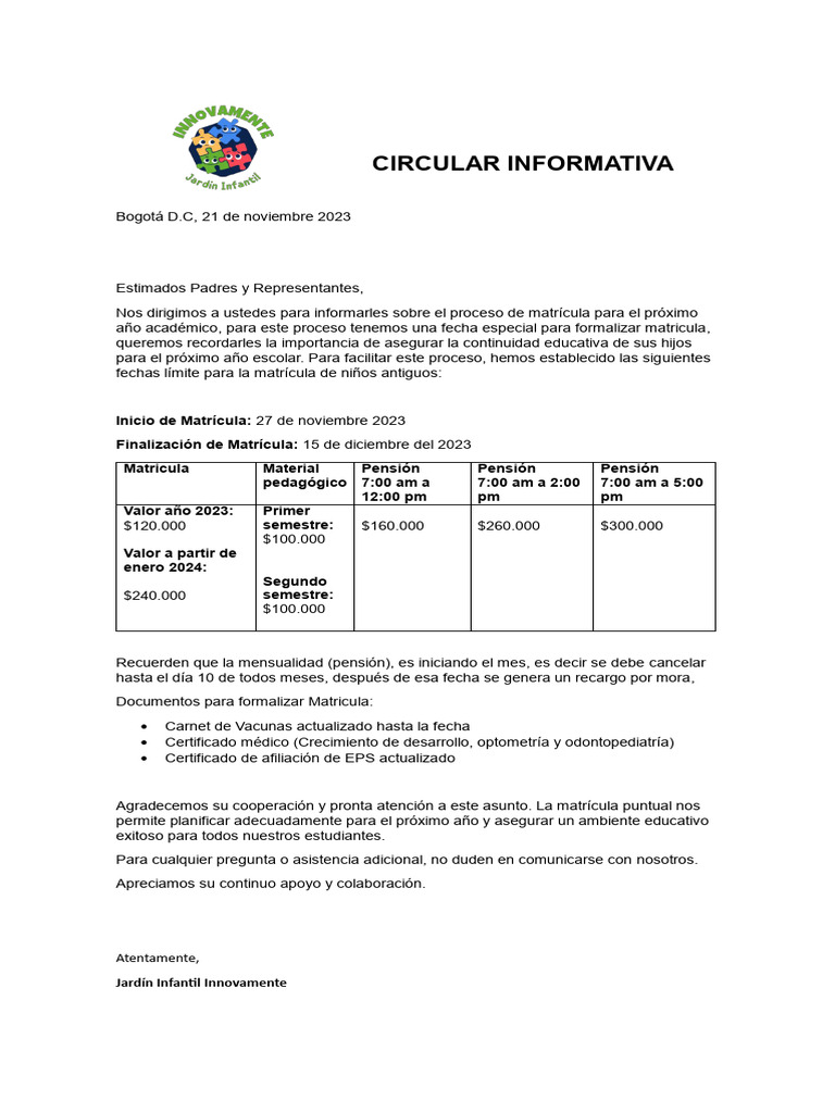 Circular Informativa | PDF