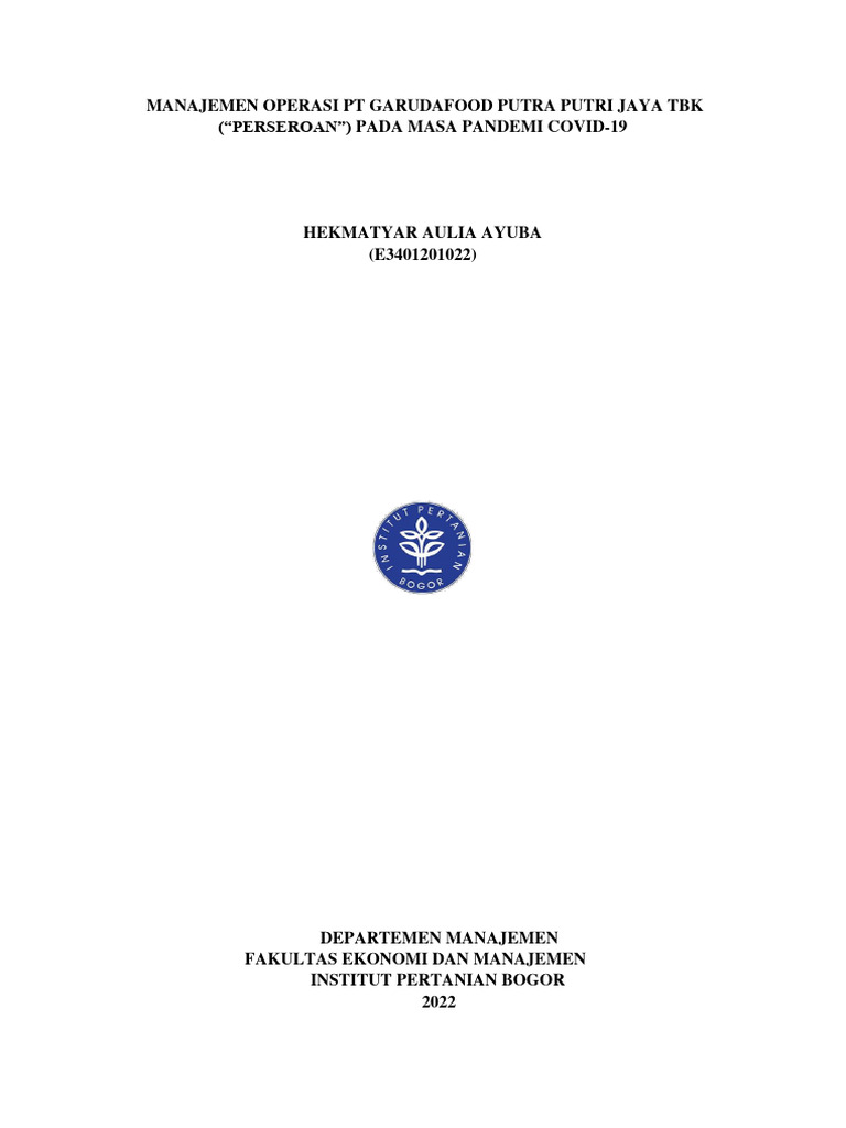 Hekmatyar Aulia Ayuba - E3401201022 - Tugas Paper Sesi UAS | PDF | Bisnis | Pengelolaan Keuangan ...