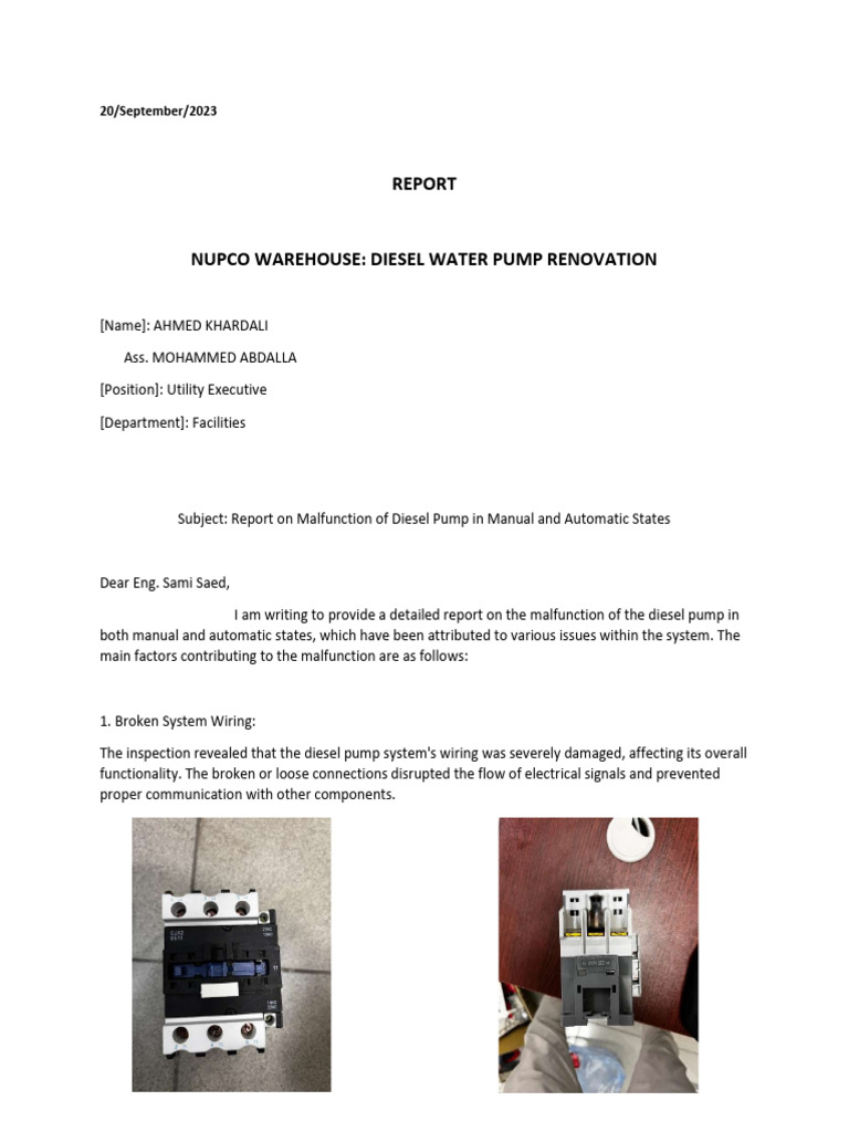 Nupco WH Report | PDF | Pump | Diesel Engine