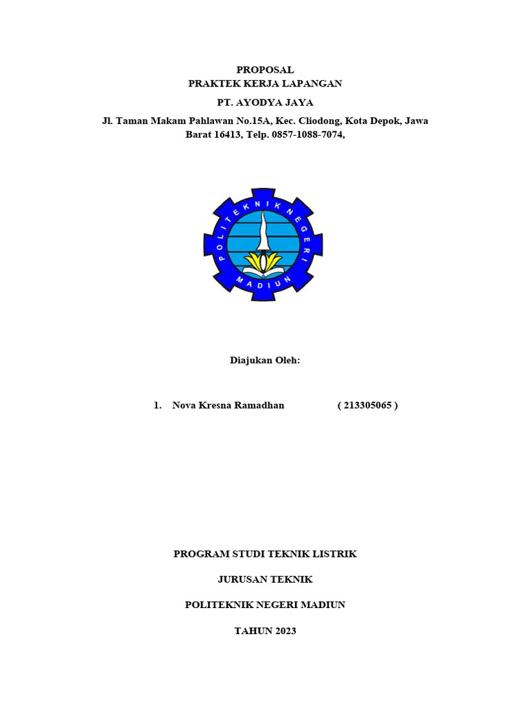 Proposal PKL PT - Modul | PDF