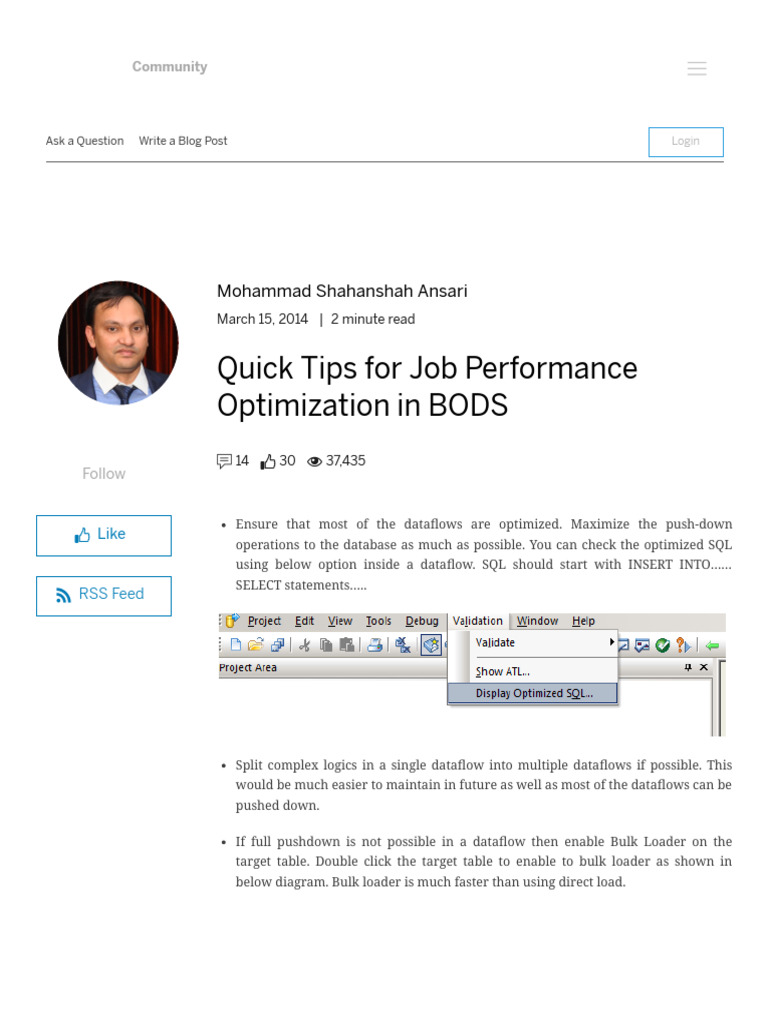 Quick Tips For Job Performance Optimization in BODS - SAP Blogs | PDF | Database Index | Databases