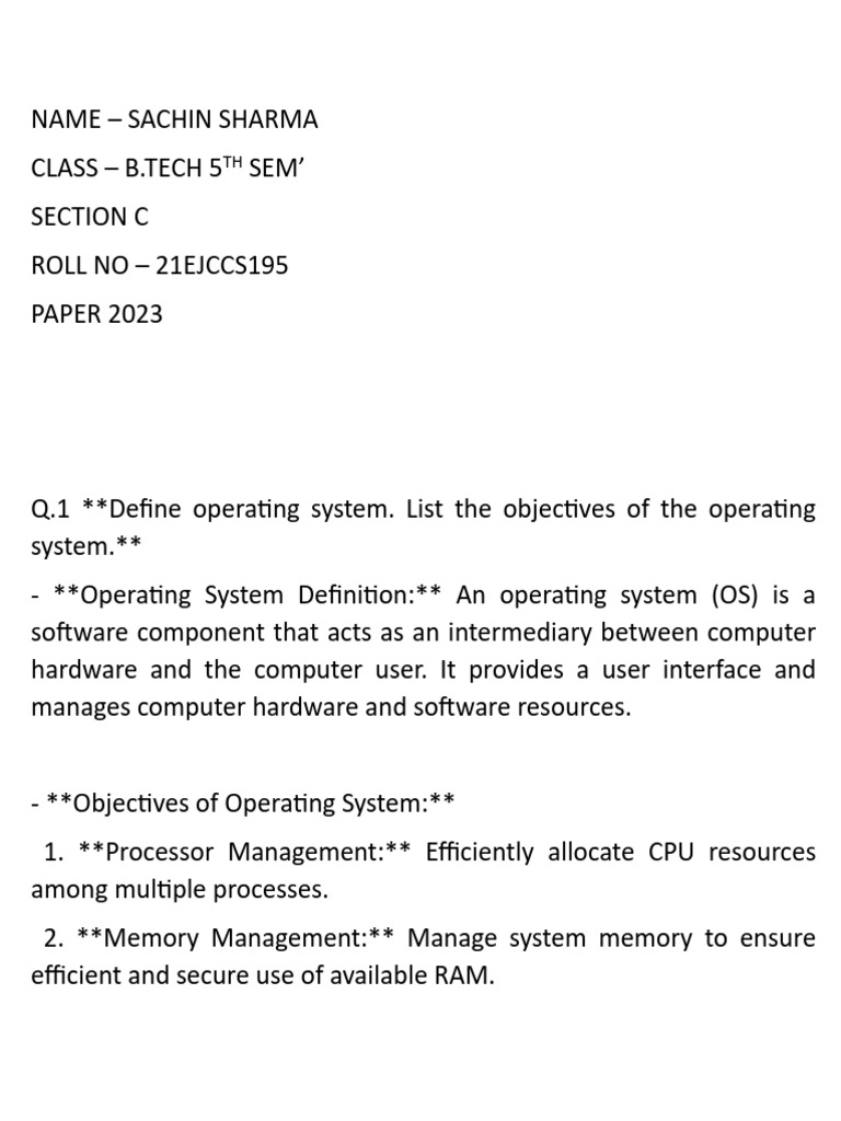 OS 2023 Solution | PDF | Process (Computing) | Scheduling (Computing)