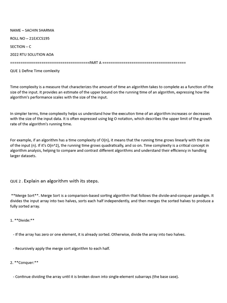 AOA 2022 Solution | PDF | Time Complexity | Dynamic Programming