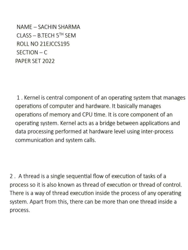 OS 2022 Solution | PDF | Scheduling (Computing) | Process (Computing)