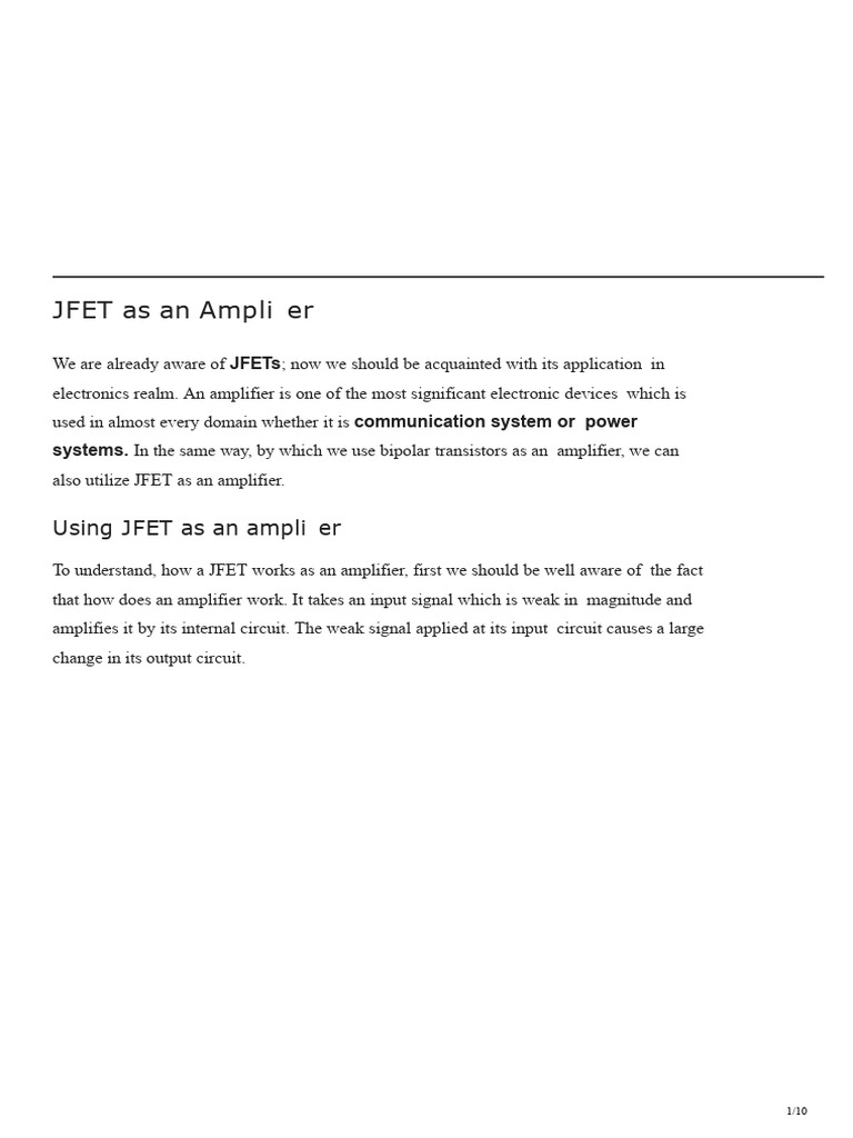 JFET As An Amplifier | PDF | Field Effect Transistor | Amplifier