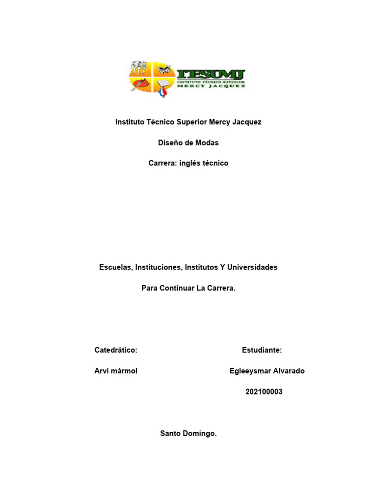 Instituto Técnico Superior Mercy Jacquez Escuelas | PDF | Ciencias ...