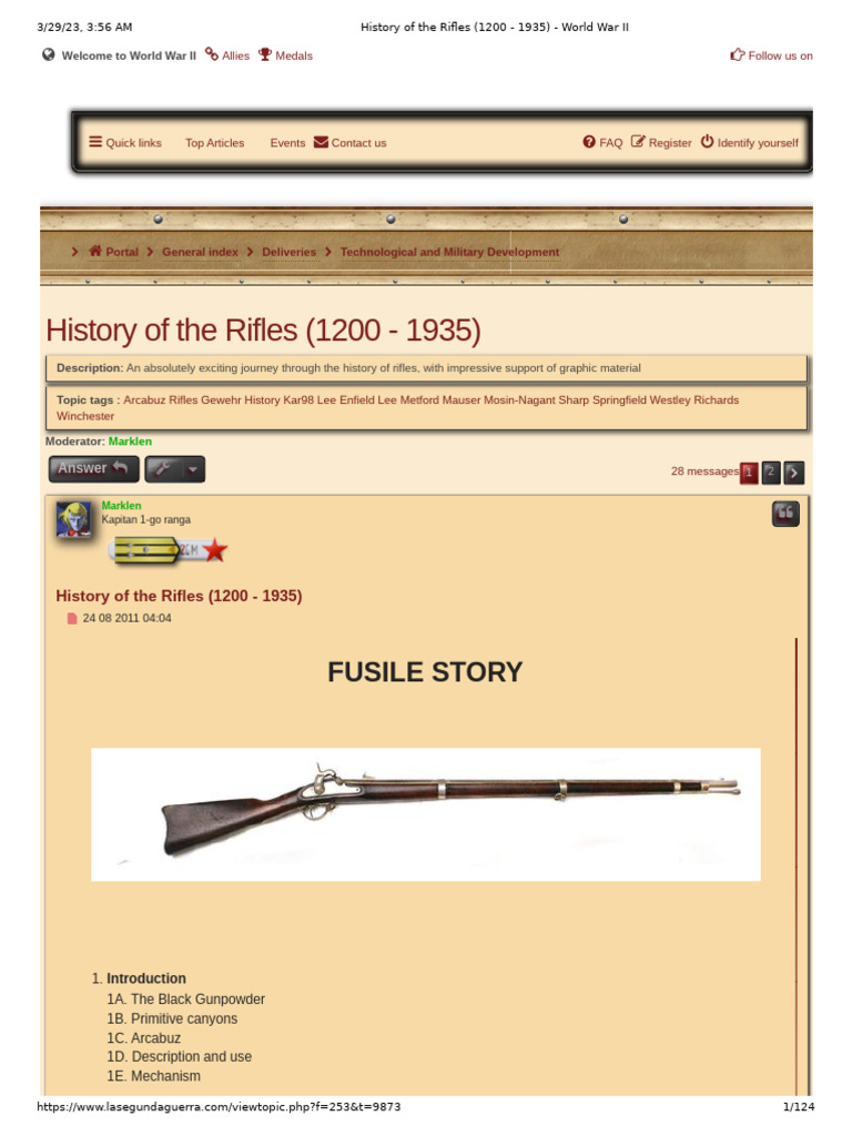 History of The Rifles (1200 - 1935) - World War II | PDF | Cartridge ...