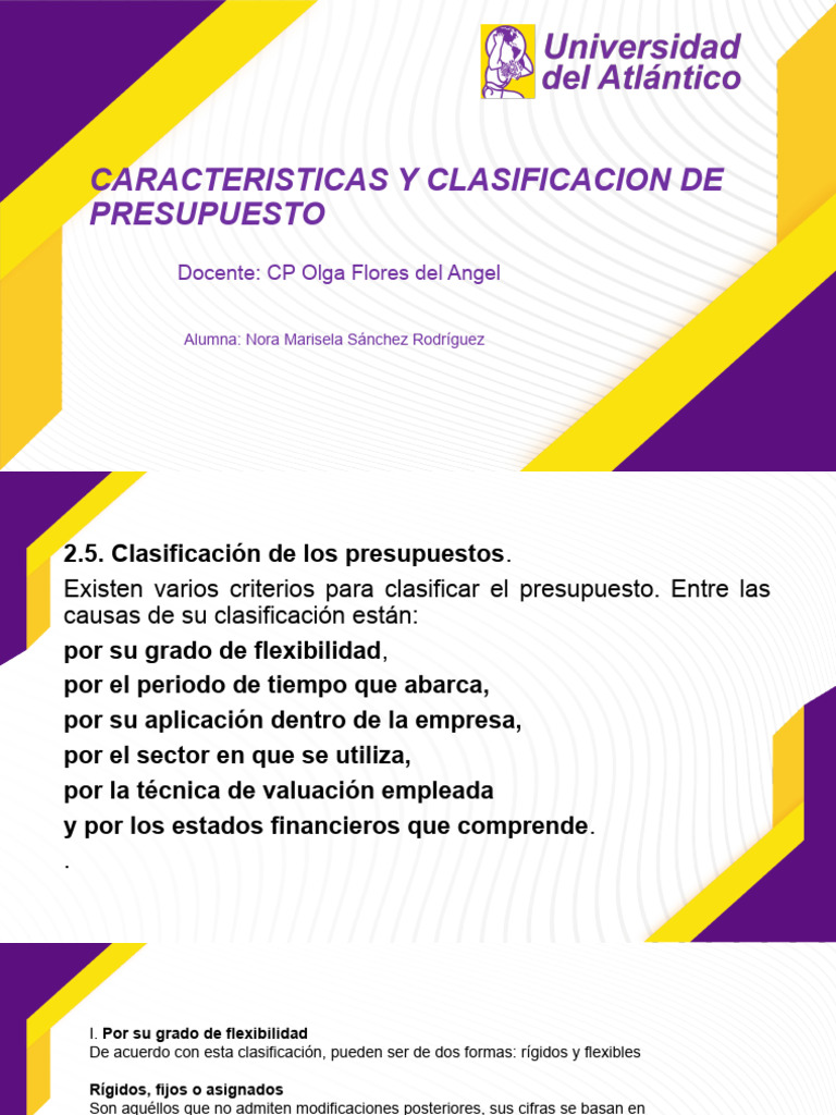 Caracteristicas y Clasificacion de Presupuestos | PDF | Presupuesto | Negocios económicos
