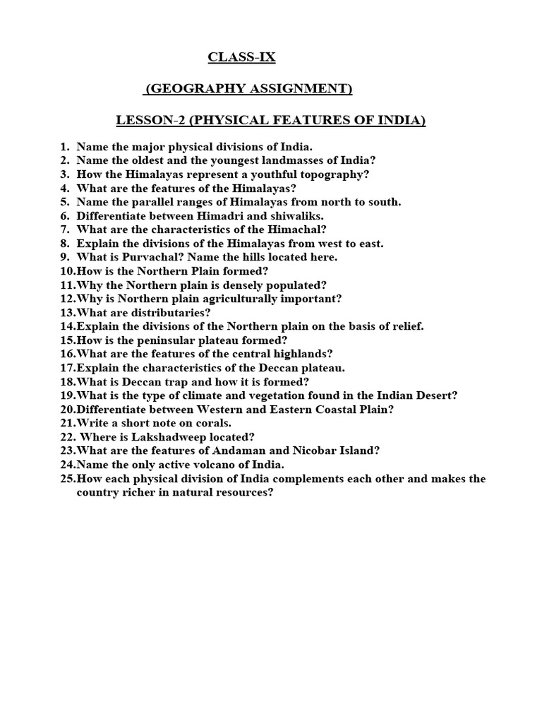 Class-IX Geo Assignment Lesson-3 | PDF