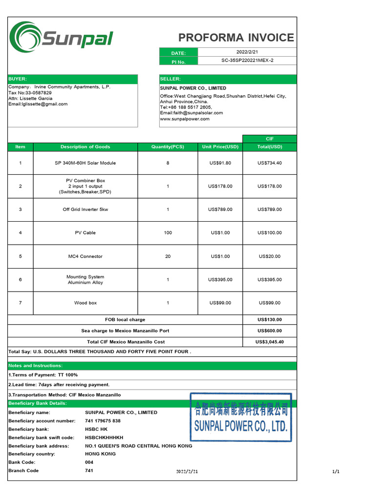 Proforma Invoice: Date: PI No. Buyer: Seller | PDF
