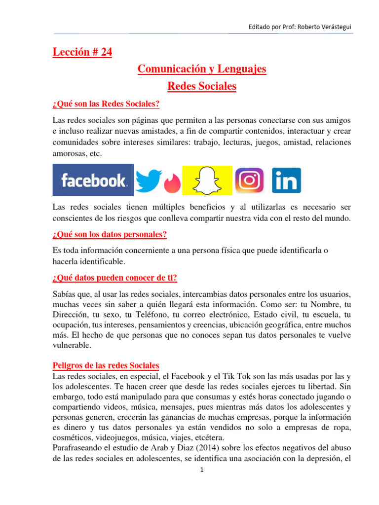 Lección 24 - Redes Sociales | PDF | Servicio de redes sociales