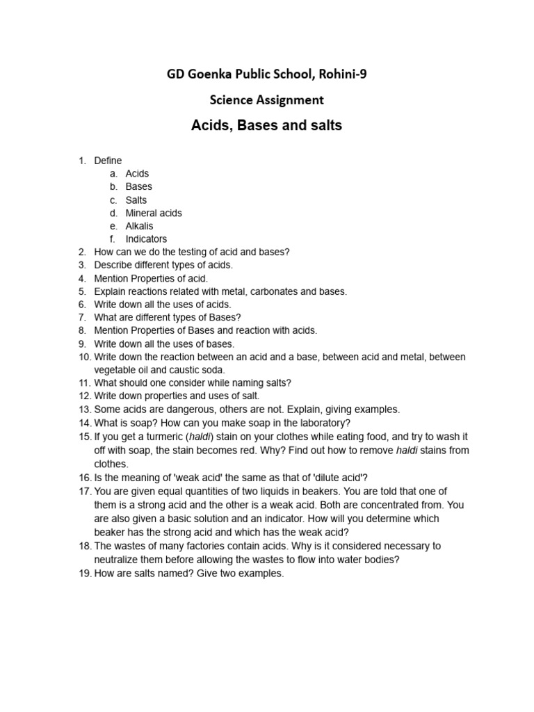 Acids Bases and Salts 7th | PDF | Language Arts & Discipline | Science ...