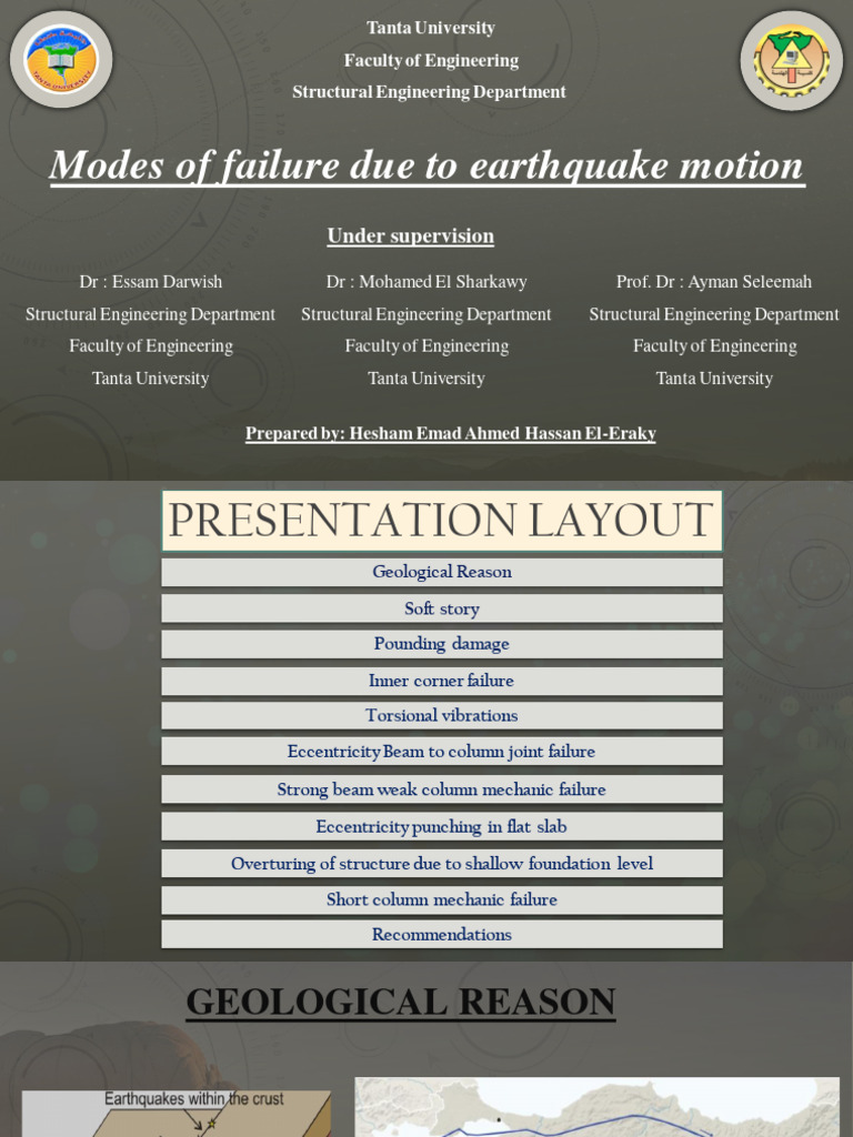 Modes of Failure Due To Earthquake Motion: Under Supervision | PDF | Earthquakes | Geological ...