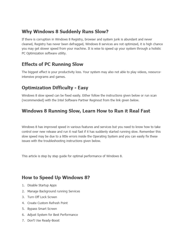 Why Windows 8 Suddenly Runs Slow | PDF | Windows 8 | Booting