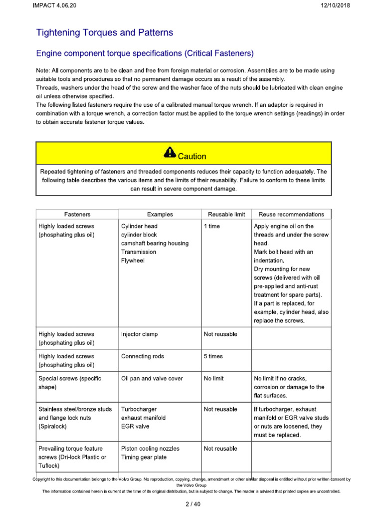d13 Torque Specs | PDF