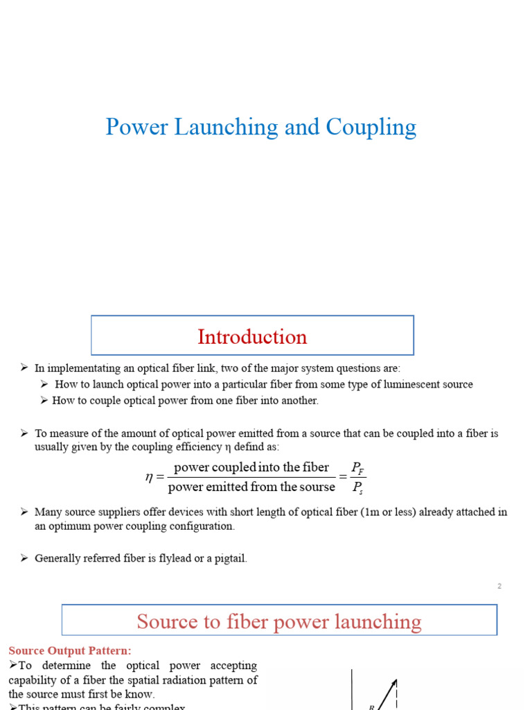 Power Launching and Coupling in Fibers | PDF | Optics | Optical Fiber