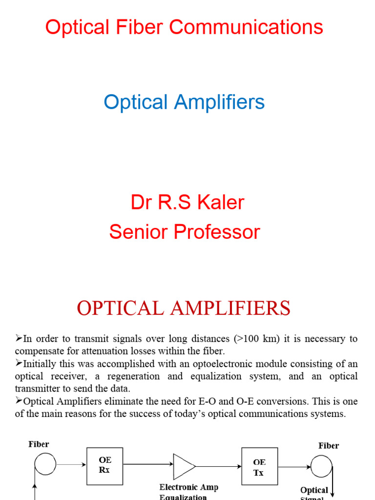 Optical Amplifiers in Fiber Communications | PDF | Laser | Optical Fiber