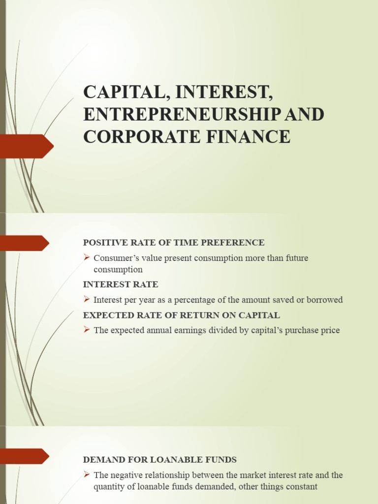 Chapter 12 Capital Interest Entrepreneurship and Corporate Finance ...