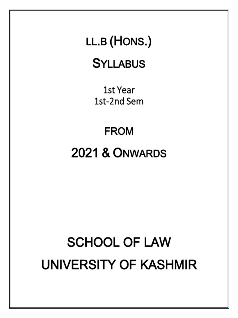 Law Syllabus for 1st Year LLB Students | PDF | Guarantee | Tort
