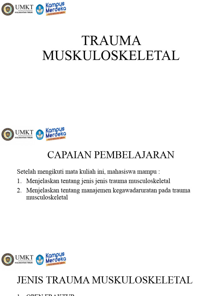Jenis Trauma Muskuloskeletal dan Manajemennya | PDF