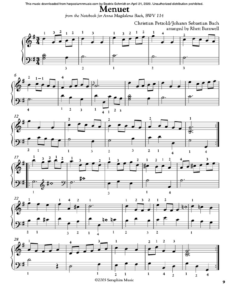 A. M. Bach - Menuet | PDF
