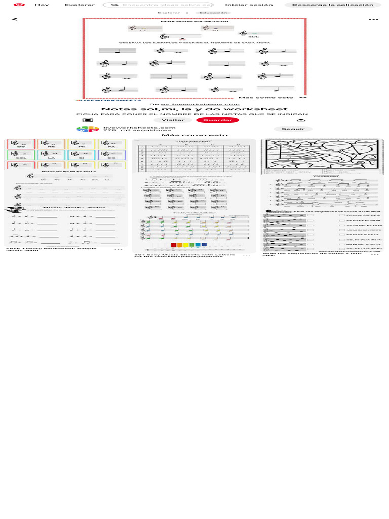 Notas Sol, Mi, La y Do - Ficha Interactiva Sheet Music, Math, Notes | PDF