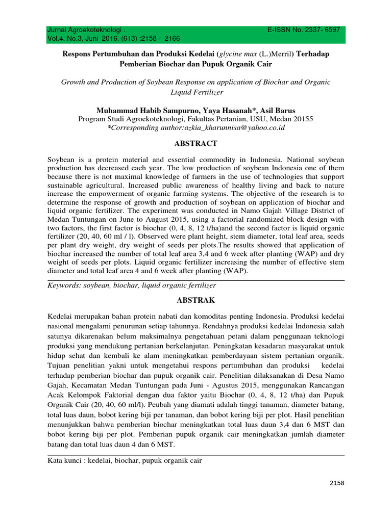 ID Respons Pertumbuhan Dan Produksi Kedelai | PDF | Soybean | Fertilizer