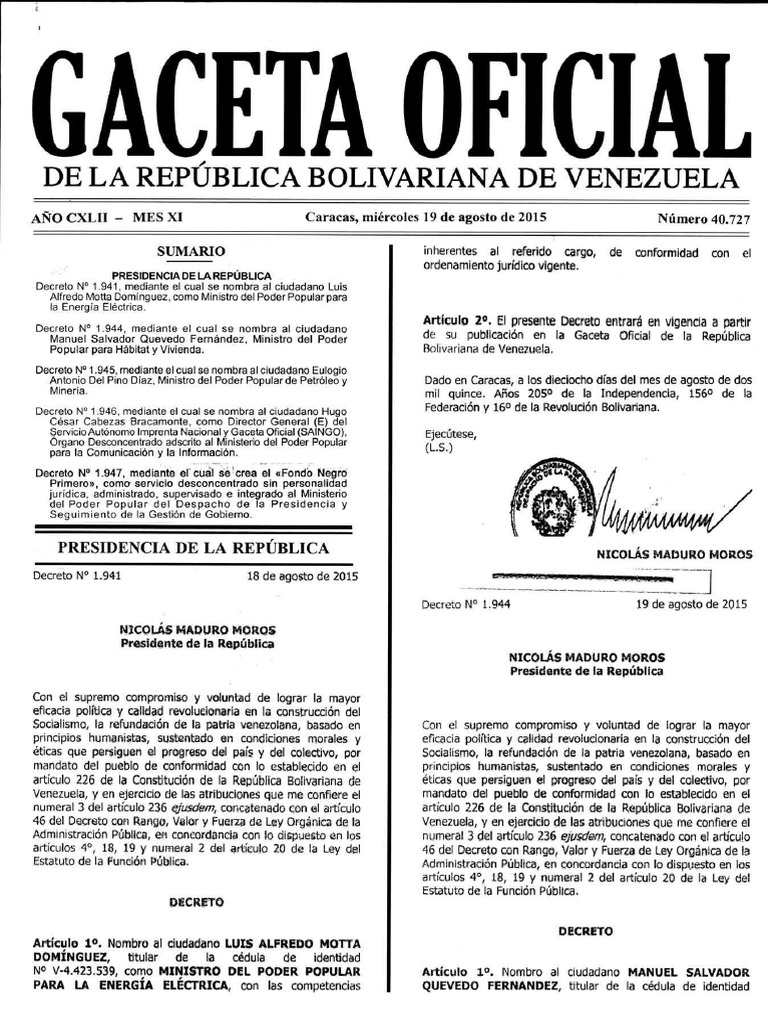 Fondo Negro Primero Gaceta 40727 | PDF