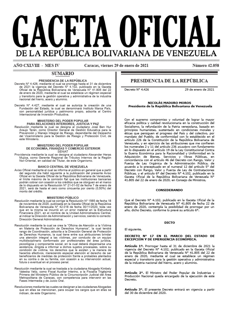Gaceta 42.058 | PDF | Venezuela | Nicolás Maduro