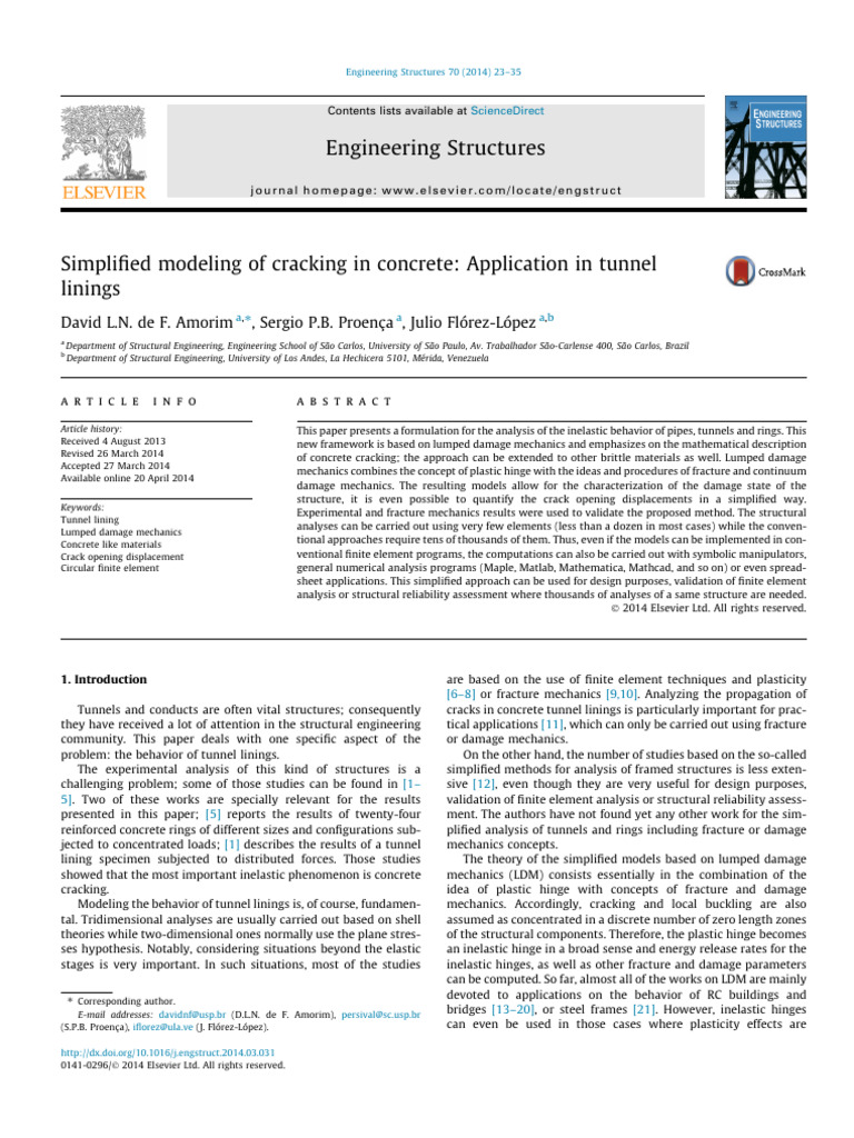 Simplified Modeling of Cracking in Concrete Application in Tunnel Linings 1-s2.0 ...