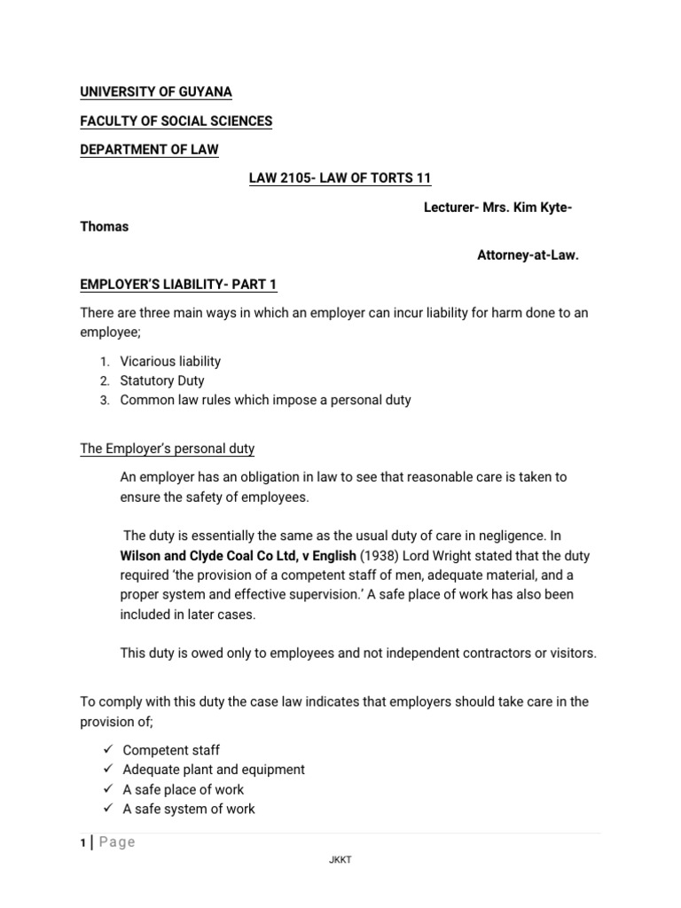 Employers Liability | PDF | Legal Liability | Vicarious Liability