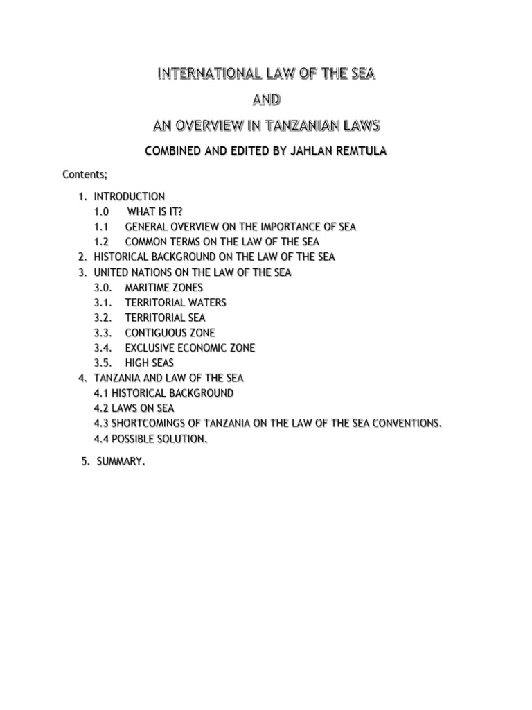 Law of The Sea Summary Notes For LLB Stu | PDF | Territorial Waters ...