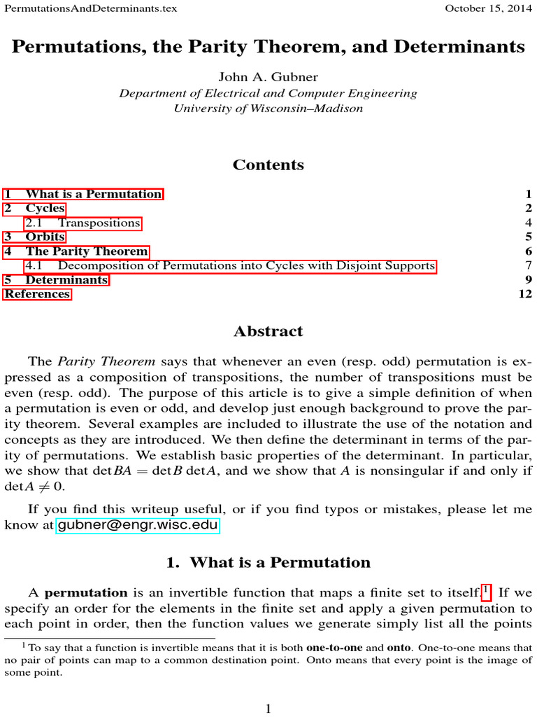 Permutations and Determinants | PDF | Permutation | Determinant