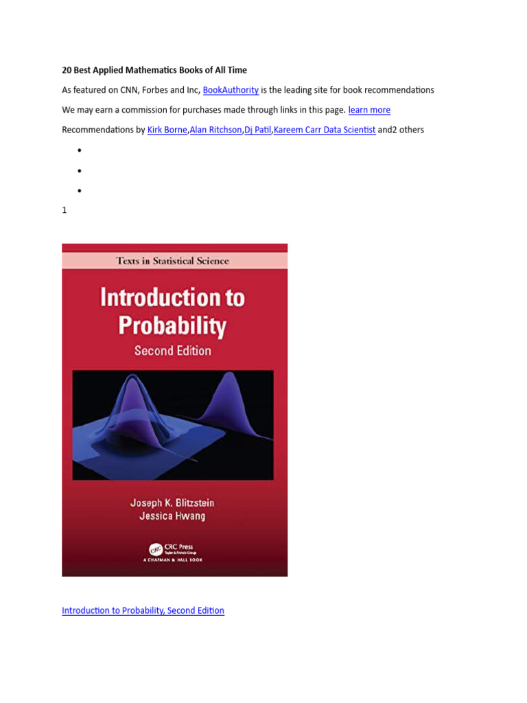 20 Best Applied Mathematics Books of All Time | PDF | Mathematical ...