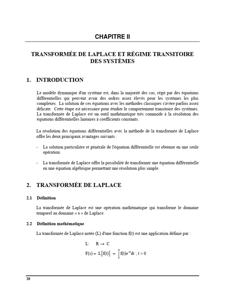 Transformée de Laplace et Systèmes Dynamiques | PDF | Équations ...
