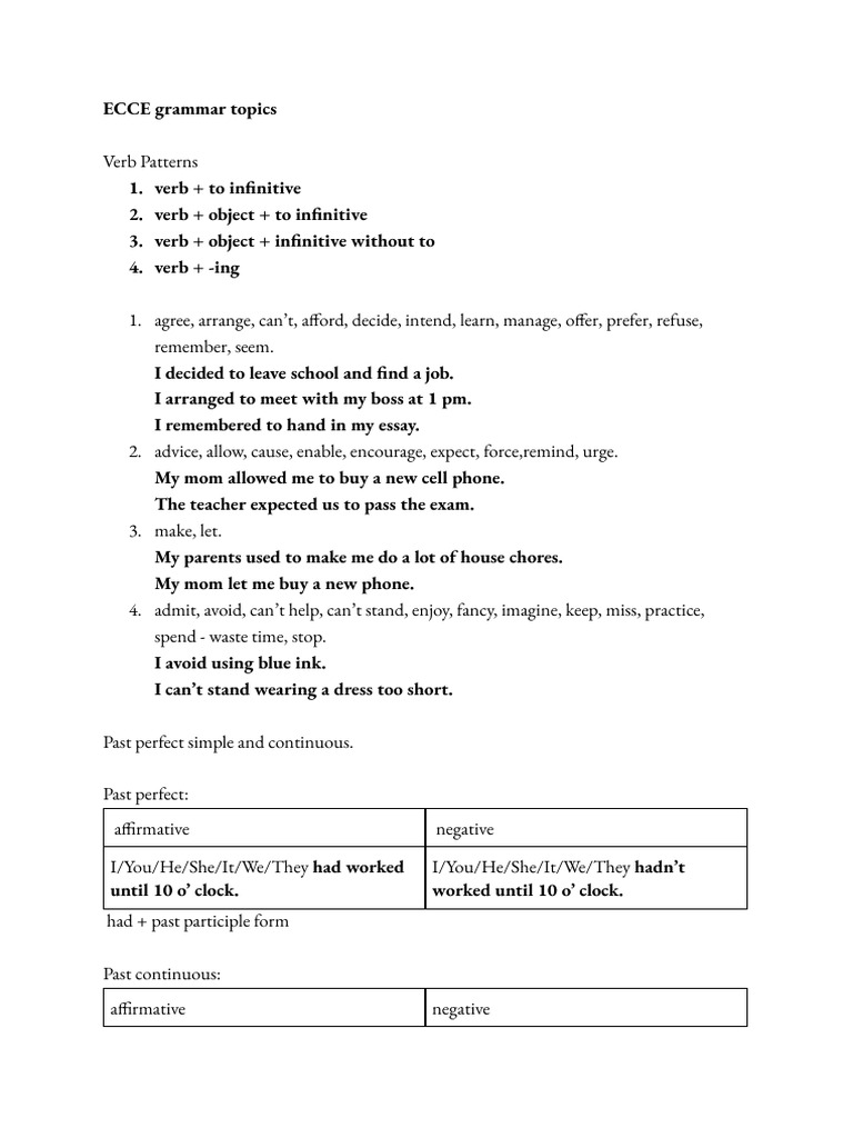 ECCE Grammar Tips and Structures | PDF | Syntax | Language Mechanics