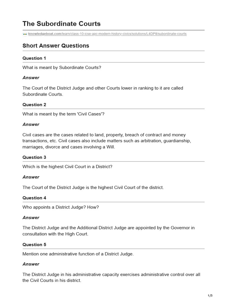 Overview of Subordinate Courts in India | PDF | Judge | Magistrate