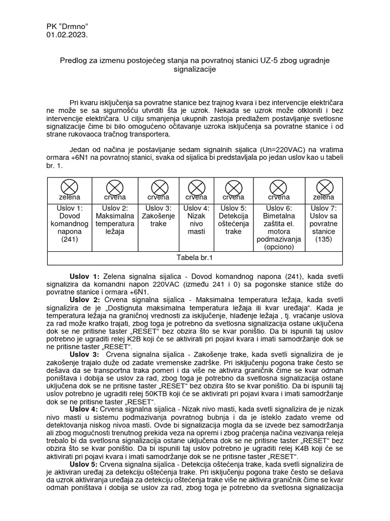 Predlog Signalizacije Na Povratnoj Stanici UZ-5 | PDF