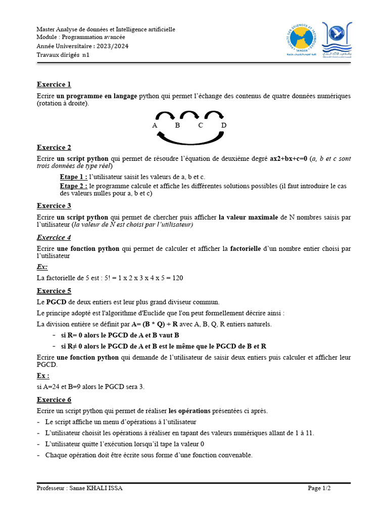 TD1 Pap | PDF | Python (Langage de programmation) | Mathématiques élémentaires
