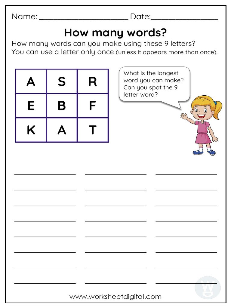9-Letter Word Puzzle Challenge | PDF | Language Arts & Discipline ...
