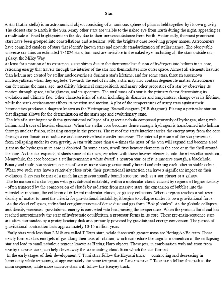 Star PDF Stars Star Formation